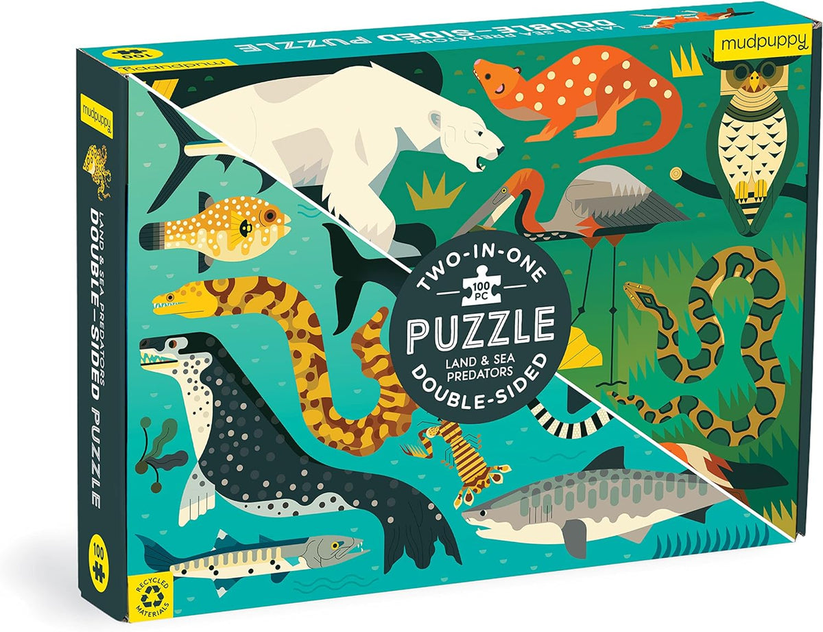 100pc Land & Sea Predators Double-Sided Puzzle – Treehouse Toys
