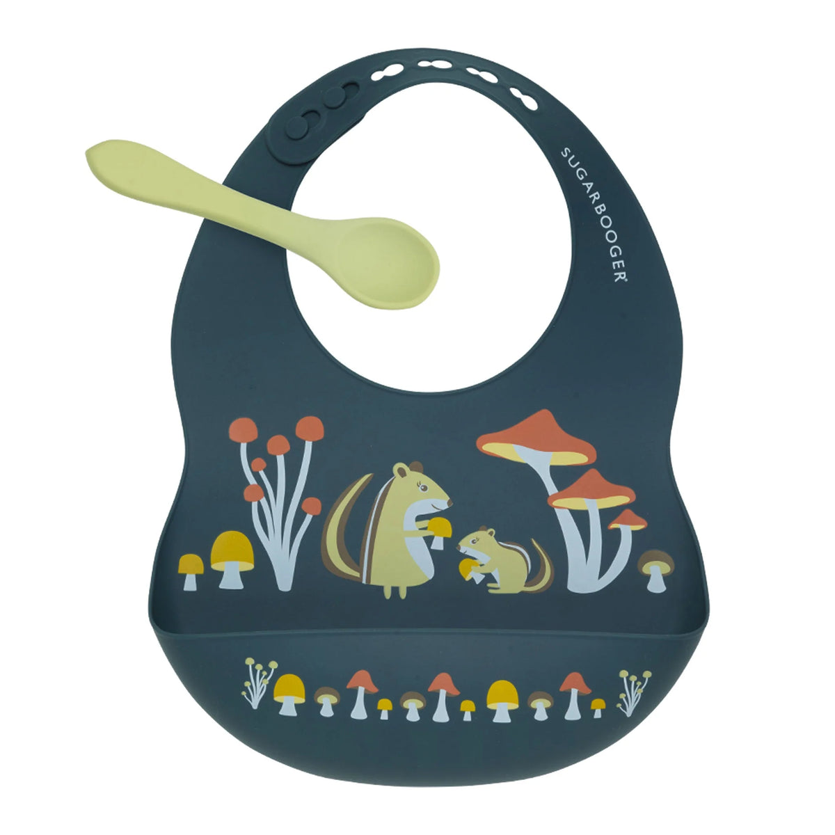 Fresh & Messy Silicone Bib & Spoon Set | Mostly Mushrooms – Treehouse Toys