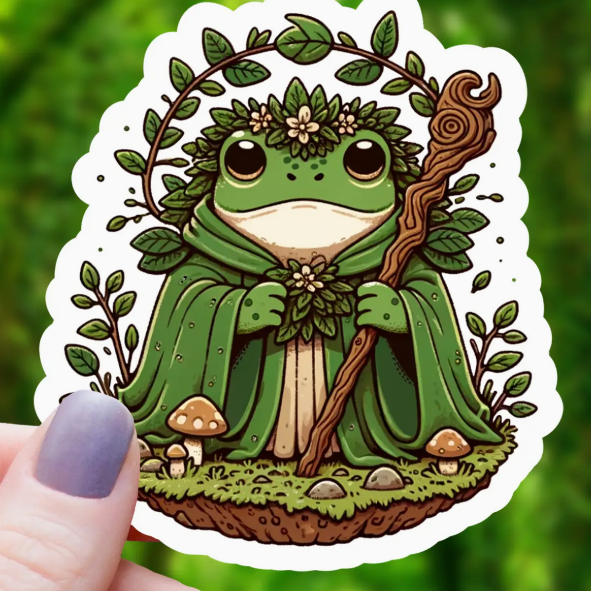Frog Druid with Nature Halo Sticker – Treehouse Toys